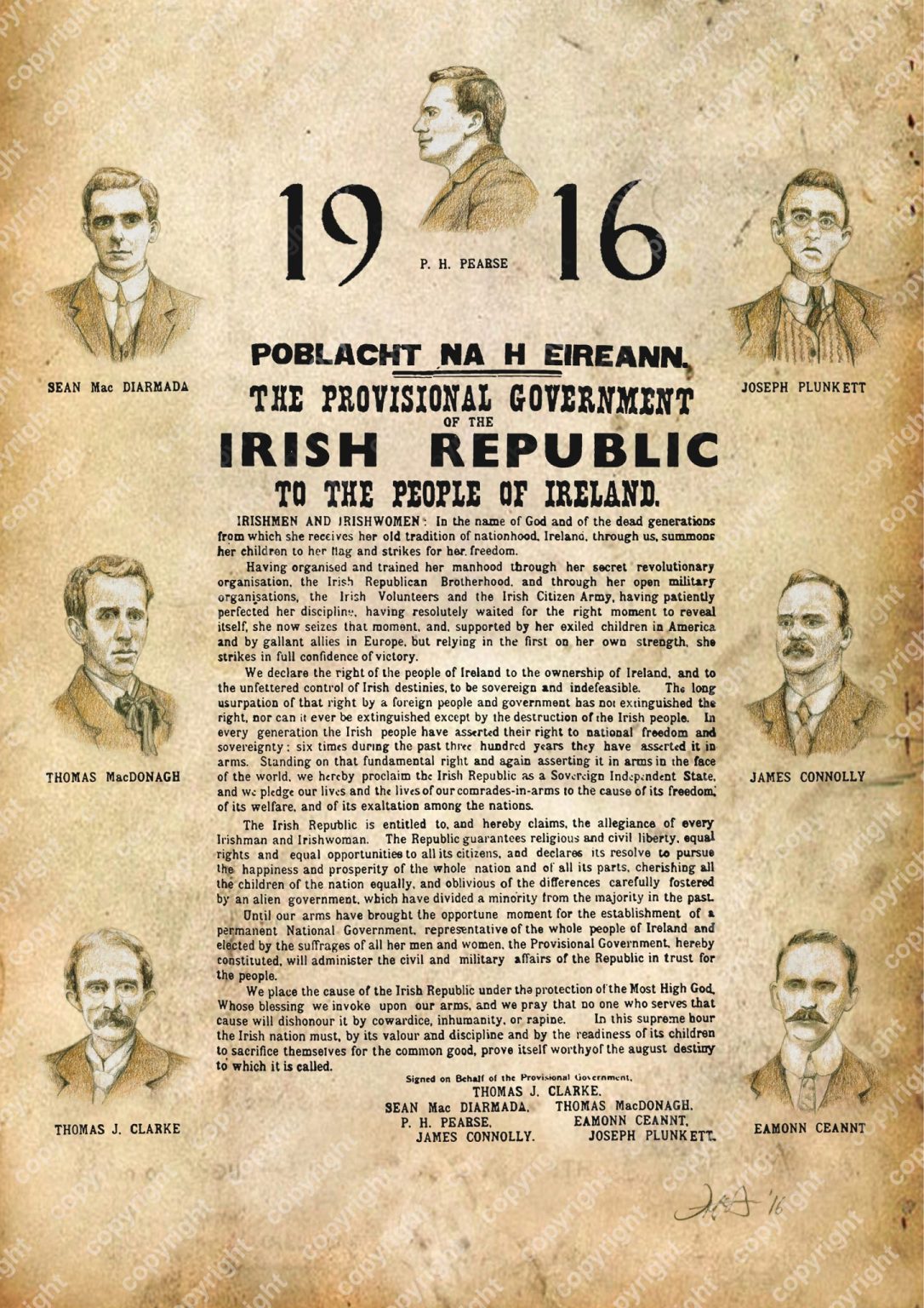 1916 Proclamation By Irish Artist, Vincent McAllister – Vincent McAllister